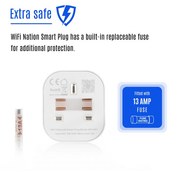 WiFi Nation Smart Power Plug with 13A fuse. - WiFi Nation