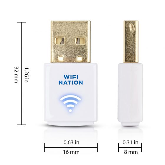 WiFi Nation mini 802.11ac AC600 USB adapter in White - WiFi Nation
