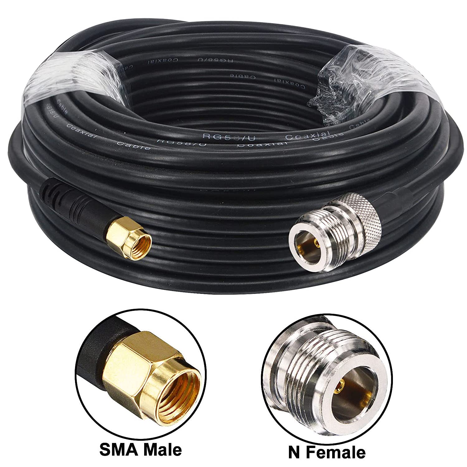 RG58- N-Type Female to RP-SMA Female Low Loss Coaxial Cable for LoRa ...