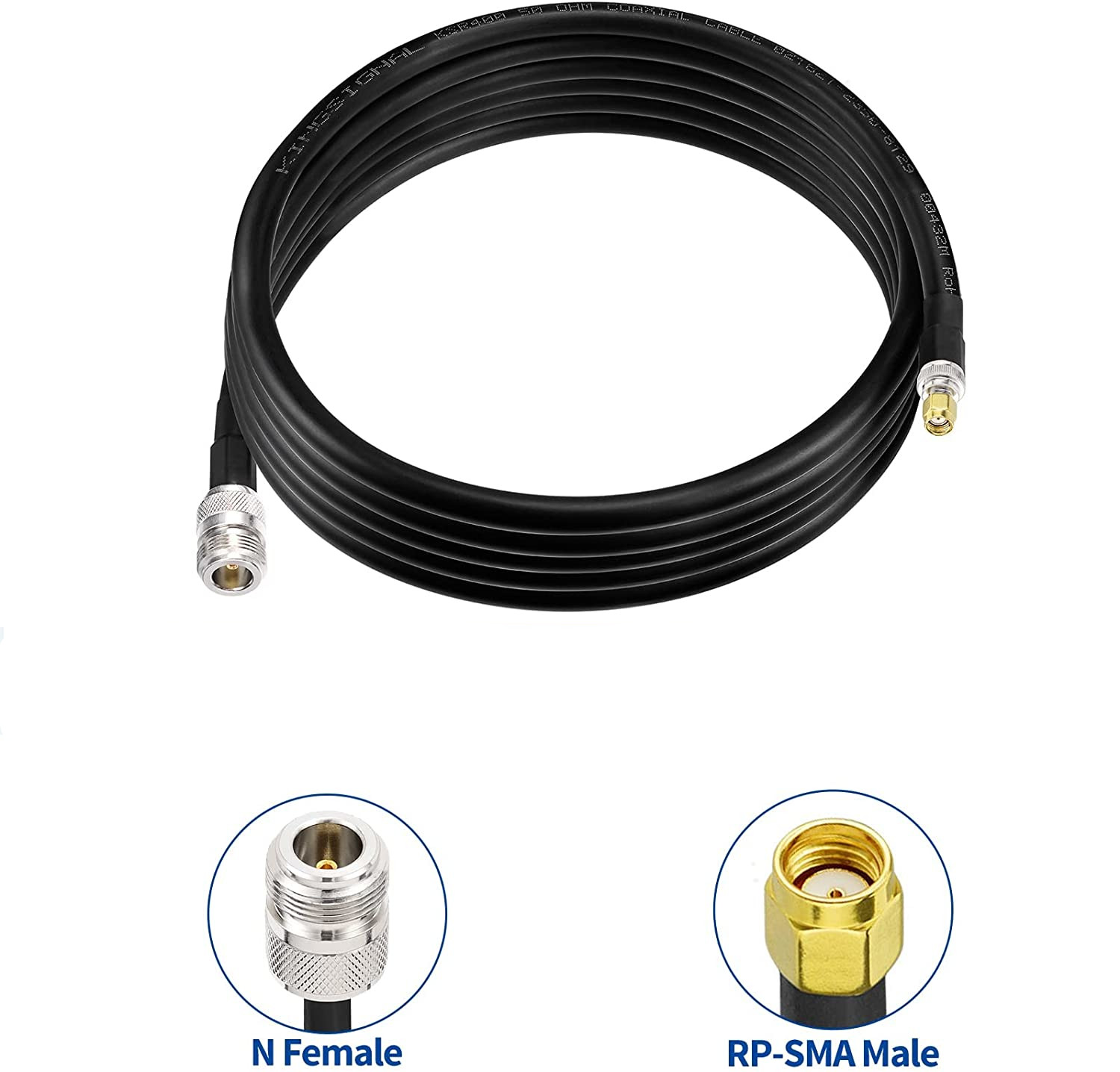 RG58- N-Type Female to RP-SMA Female Low Loss Coaxial Cable for LoRa ...